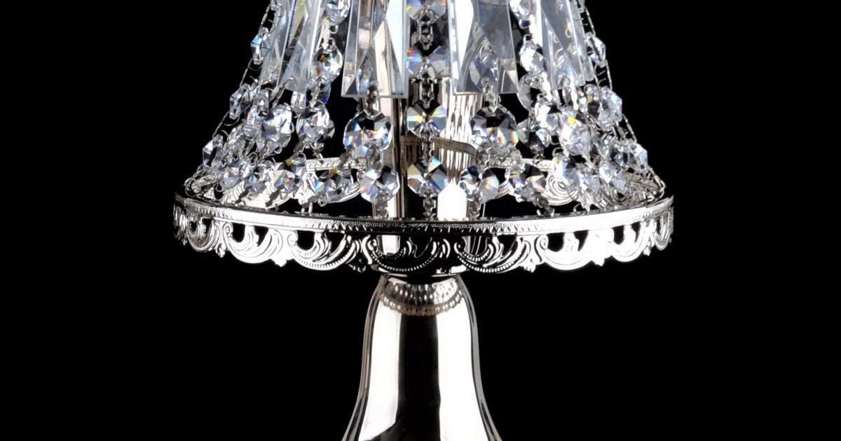 1-bulb silver brass strass crystal table lamp | Bohemian glass