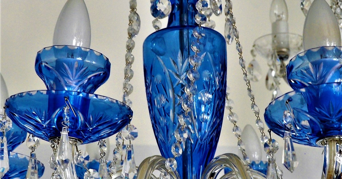 Chandeliers made of colored cased glass and glasses colored by metal ...