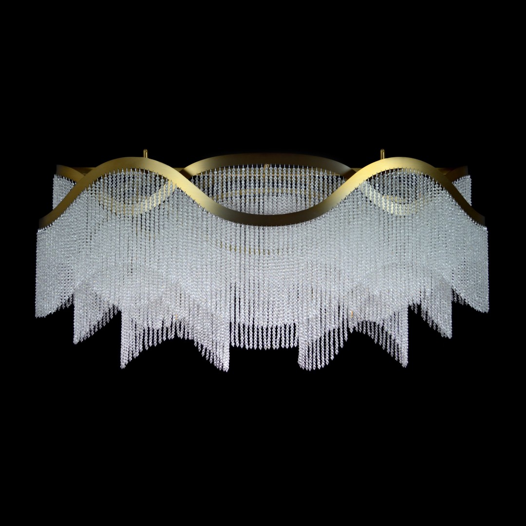 Modern chandelier "waves with pearls" | Bohemian glass