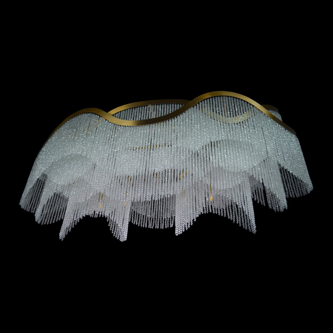 Modern chandelier "waves with pearls" | Bohemian glass