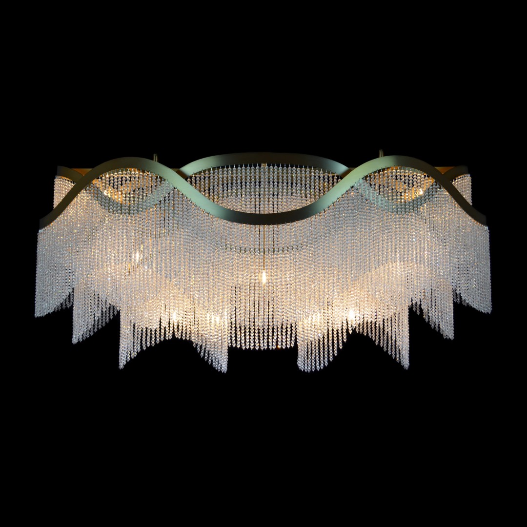 Modern chandelier "waves with pearls" | Bohemian glass